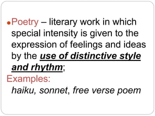 Creative Nonfiction Lesson 1- Literary Genres | PPTX