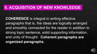 CNF Lesson 8 writing Coherent & Organized Paragraphs.pptx | Homework ...