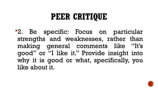 Creative Nonfiction - Peer Critique Module | PPTX