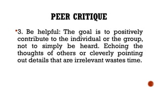 Creative Nonfiction - Peer Critique Module | PPTX