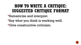 Creative Nonfiction - Peer Critique Module | PPTX