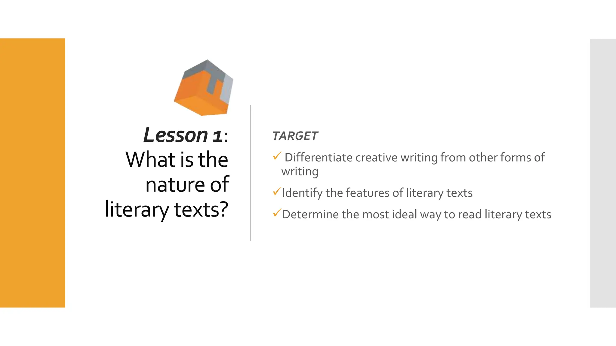 CNF Lesson 01 - Nature of Literary Texts | PPT