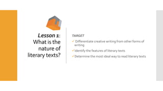 CNF Lesson 01 - Nature of Literary Texts | PPT