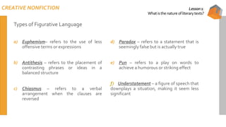CNF Lesson 01 - Nature of Literary Texts | PPT