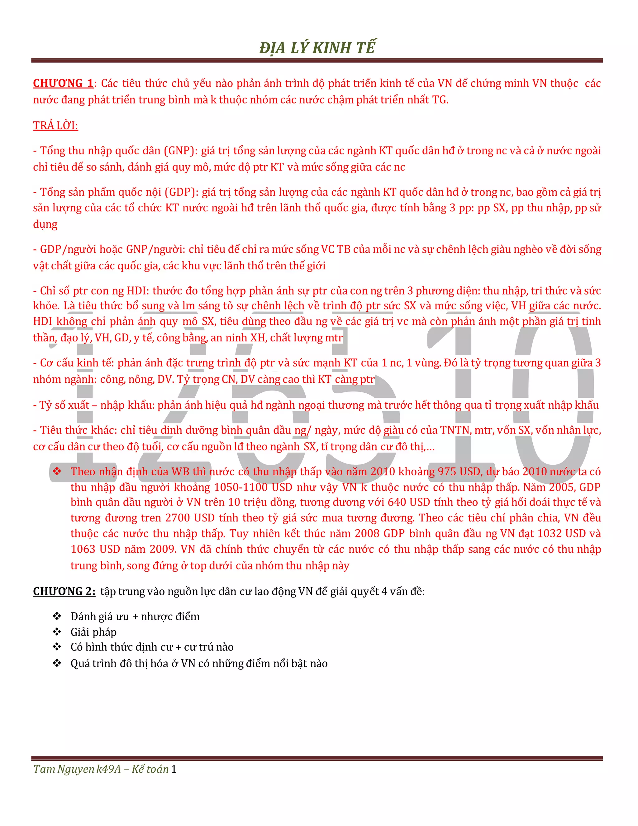 đề Cương địa lí-kinh-tế-1 | DOCX