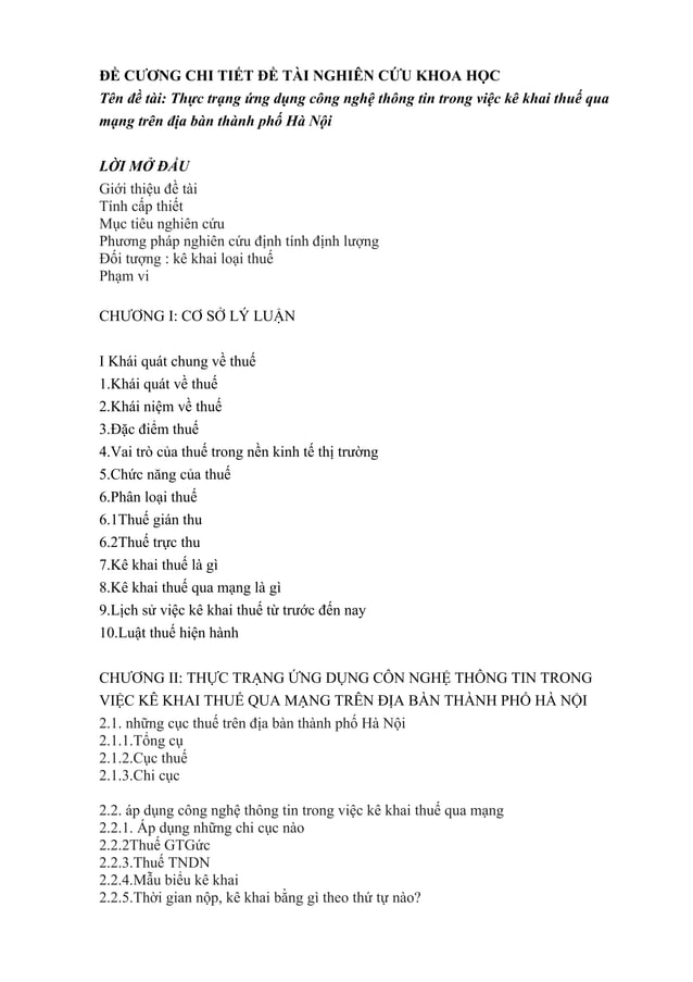 đề Cương chi tiết đề tài nghiên cứu khoa học | PDF