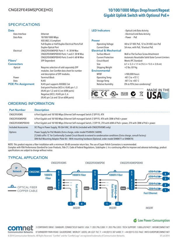 ComNet CNGE2FE4SMS Data Sheet | PDF | Computer Networking | Computing