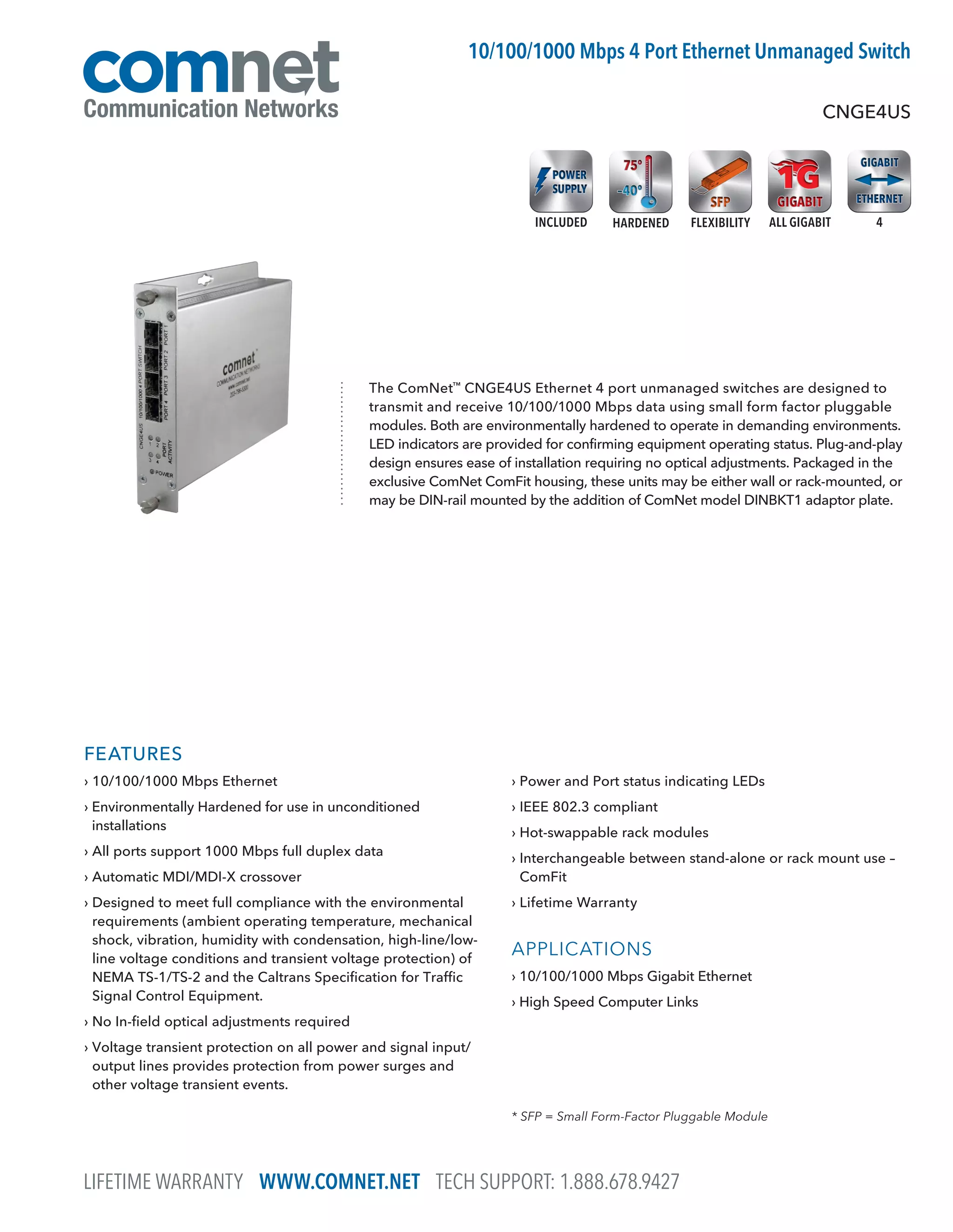 ComNet CNGE4US Data Sheet | PDF | Computer Networking | Computing