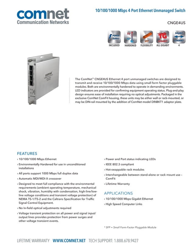 ComNet CNGE4US Data Sheet | PDF | Computer Networking | Computing