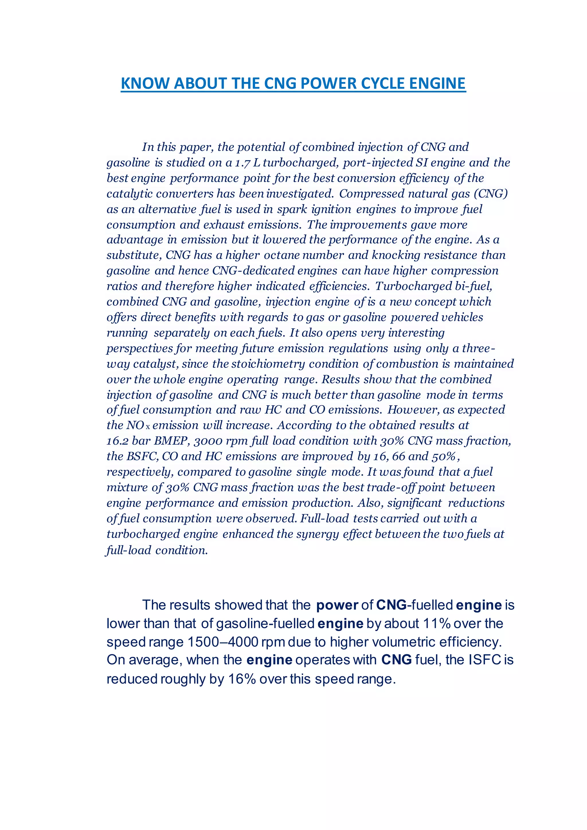 Cng engine projects | DOCX