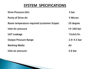 Cng high pressure regulator testing bench ppt | PPTX
