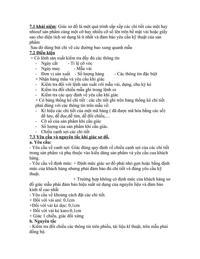 [Công nghệ may] tài liệu về chuẩn bị sản xuất trong ngành may | DOC