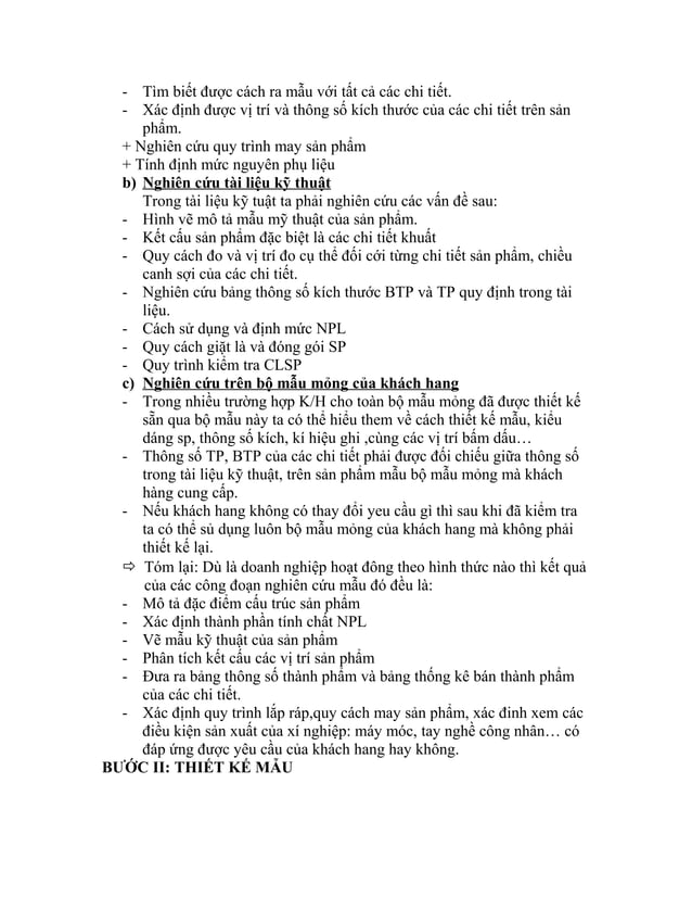 [Công nghệ may] tài liệu về chuẩn bị sản xuất trong ngành may | DOC