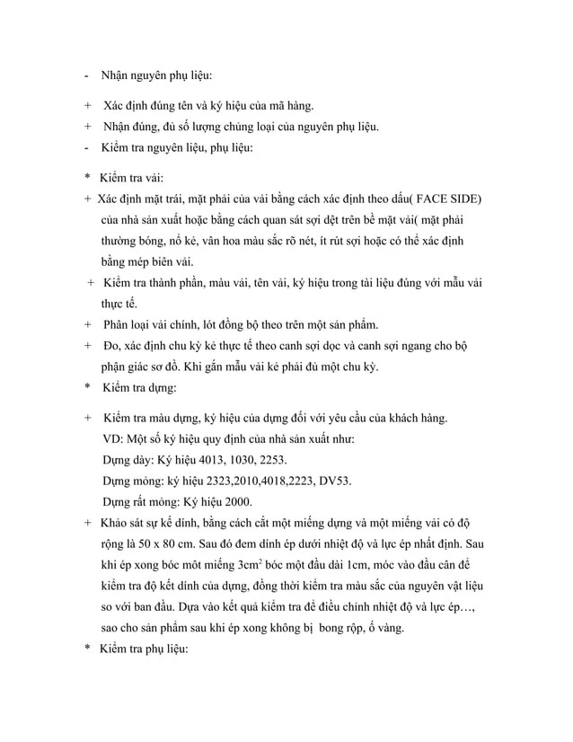 [Công nghệ may] tài liệu về chuẩn bị sản xuất trong ngành may | DOC
