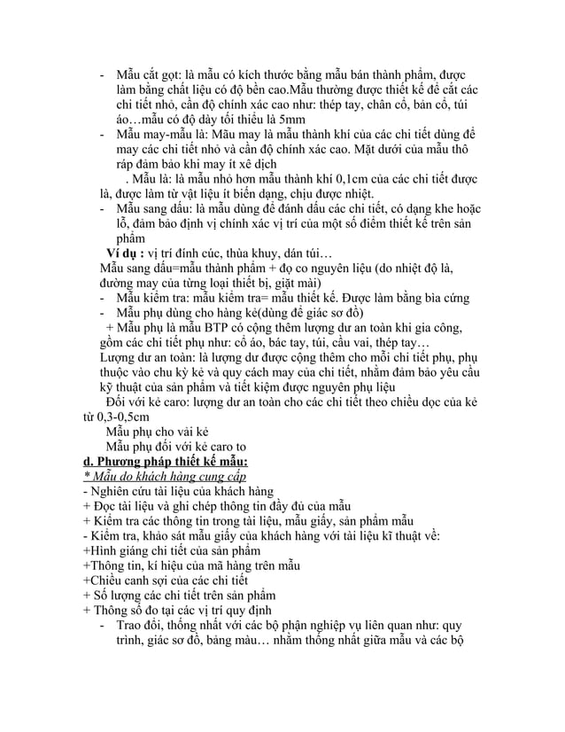 [Công nghệ may] tài liệu về chuẩn bị sản xuất trong ngành may | DOC