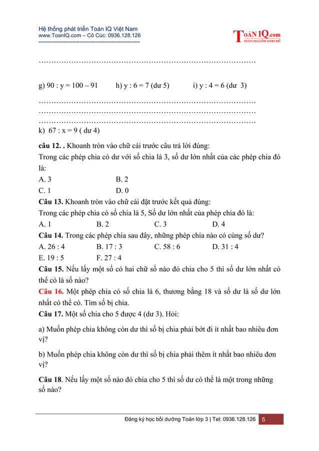 de-cuong-on-tap-hk1-toan-lop-3 | PDF