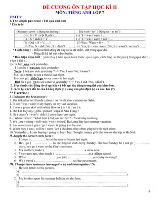 Cương ôn tập hkii tiếng anh lớp 7 | PDF