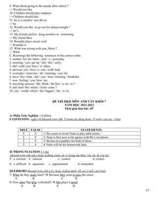 Cương ôn tập hkii tiếng anh lớp 7 | PDF