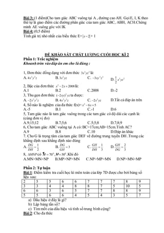 đề Cương ôn tập toán học kỳ i1 toán 7 | PDF
