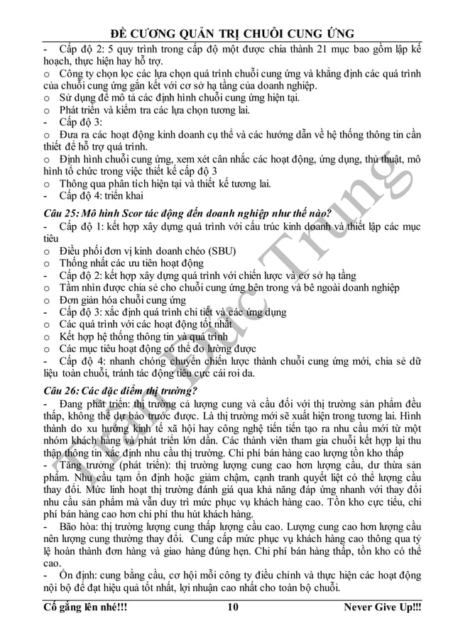 đề Cương quản trị chuỗi cung ứng final | PDF