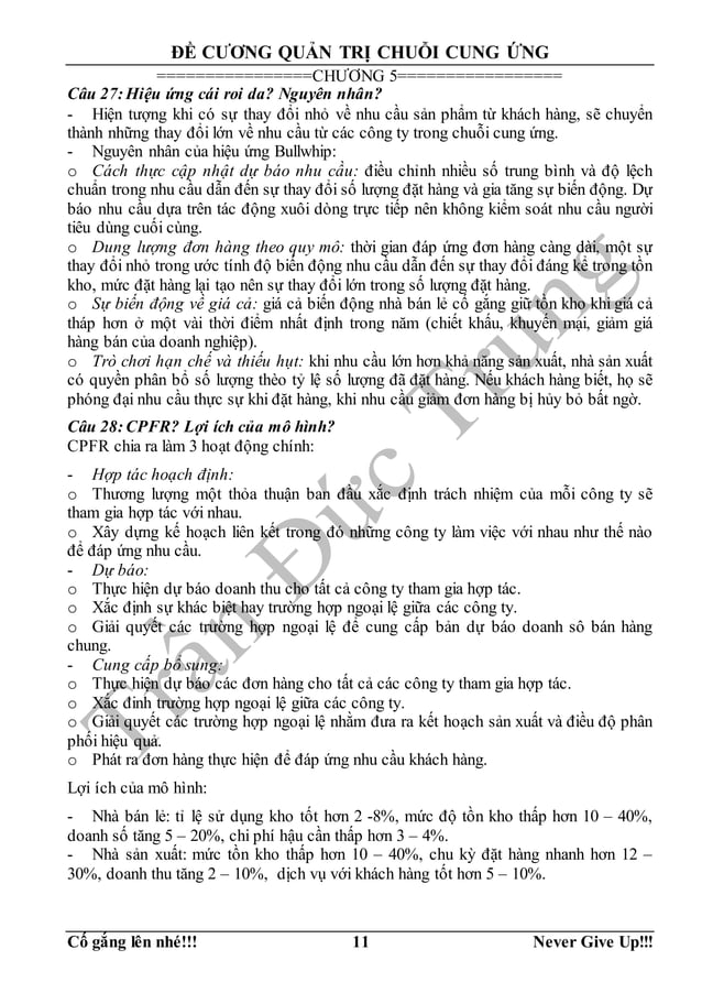 đề Cương quản trị chuỗi cung ứng final | PDF