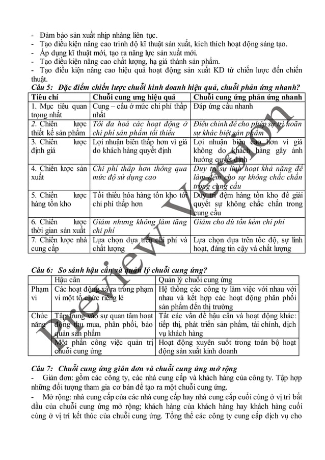 đề Cương quản trị chuỗi cung ứng preview | PDF