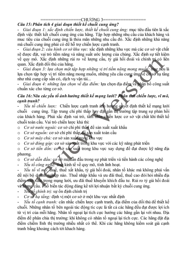 đề Cương quản trị chuỗi cung ứng preview | PDF