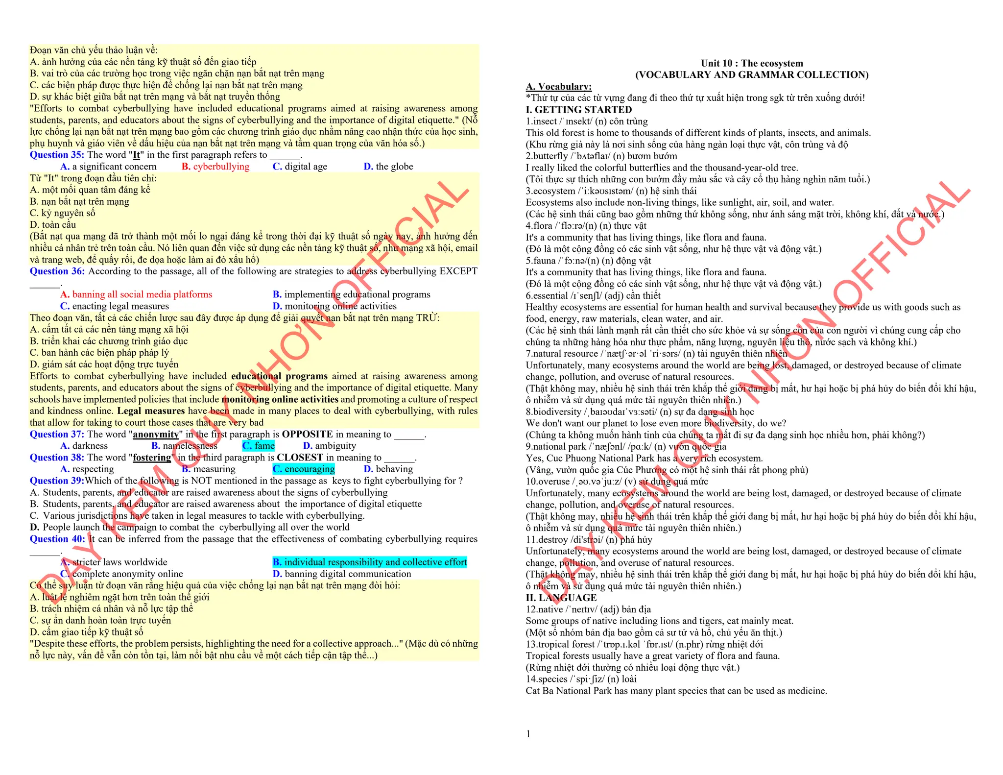 ĐỀ CƯƠNG + TEST ÔN TẬP CUỐI KÌ 2 TIẾNG ANH 11 - GLOBAL SUCCESS (THEO ...