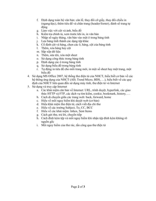 đề Cương thi sát hạch tin học văn phòng | DOC