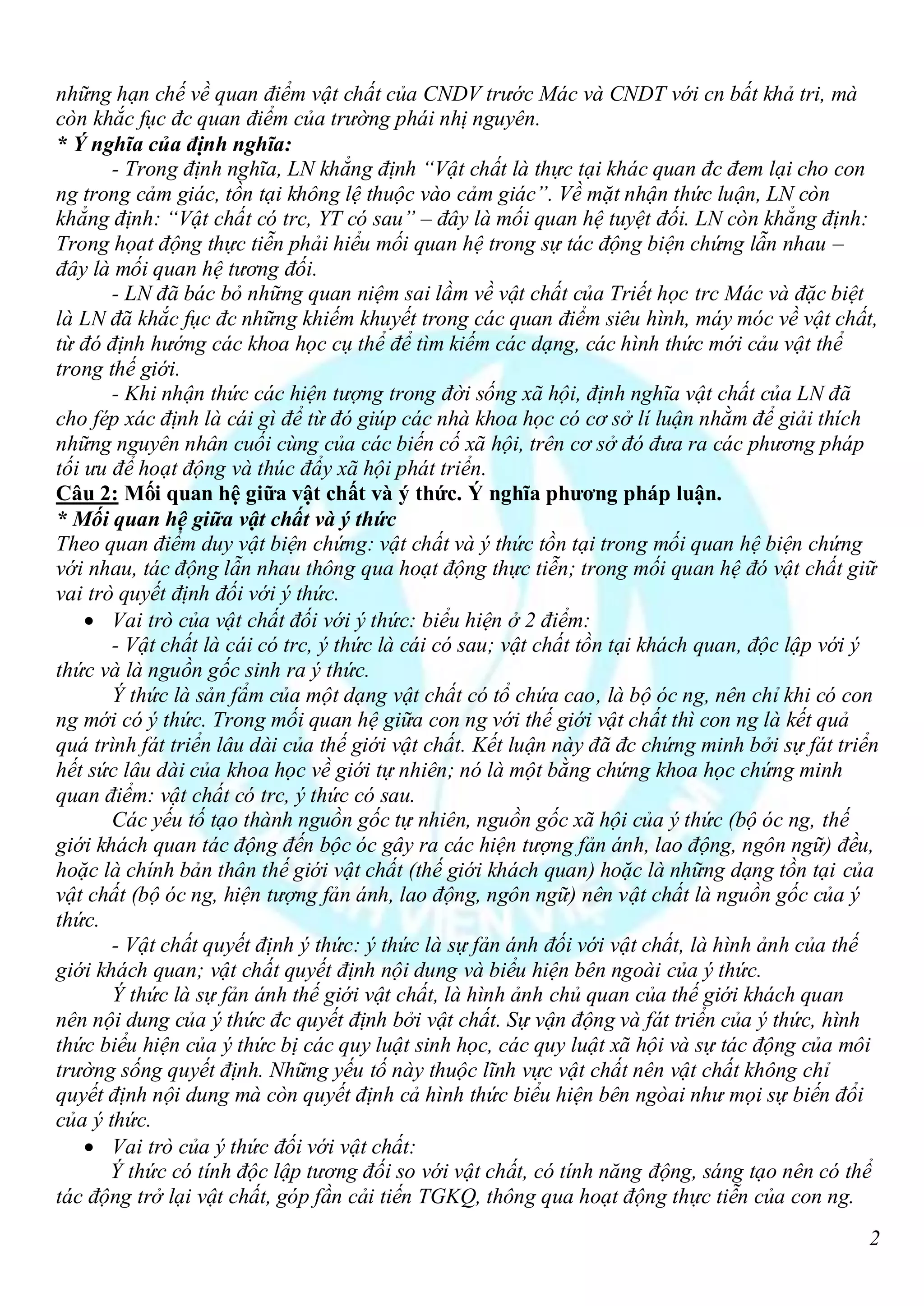 đề Cương triết học mác lê nin | PDF