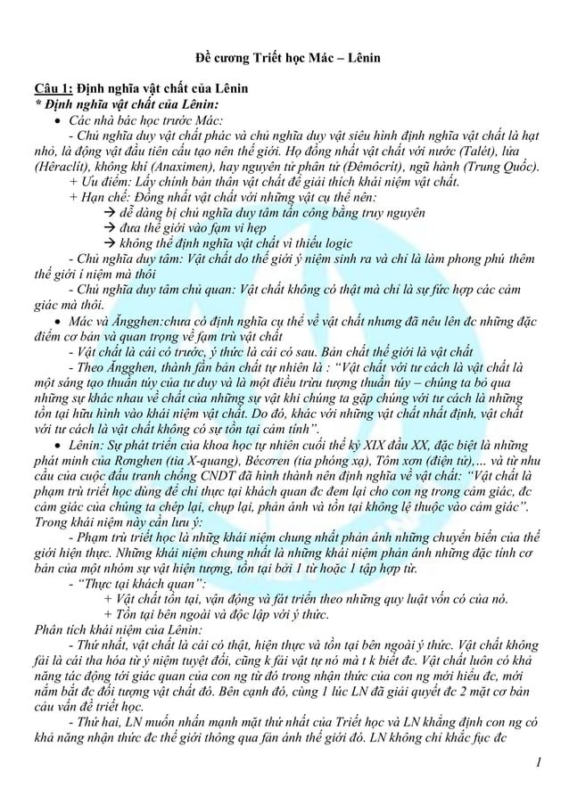 đề Cương triết học mác lê nin | PDF