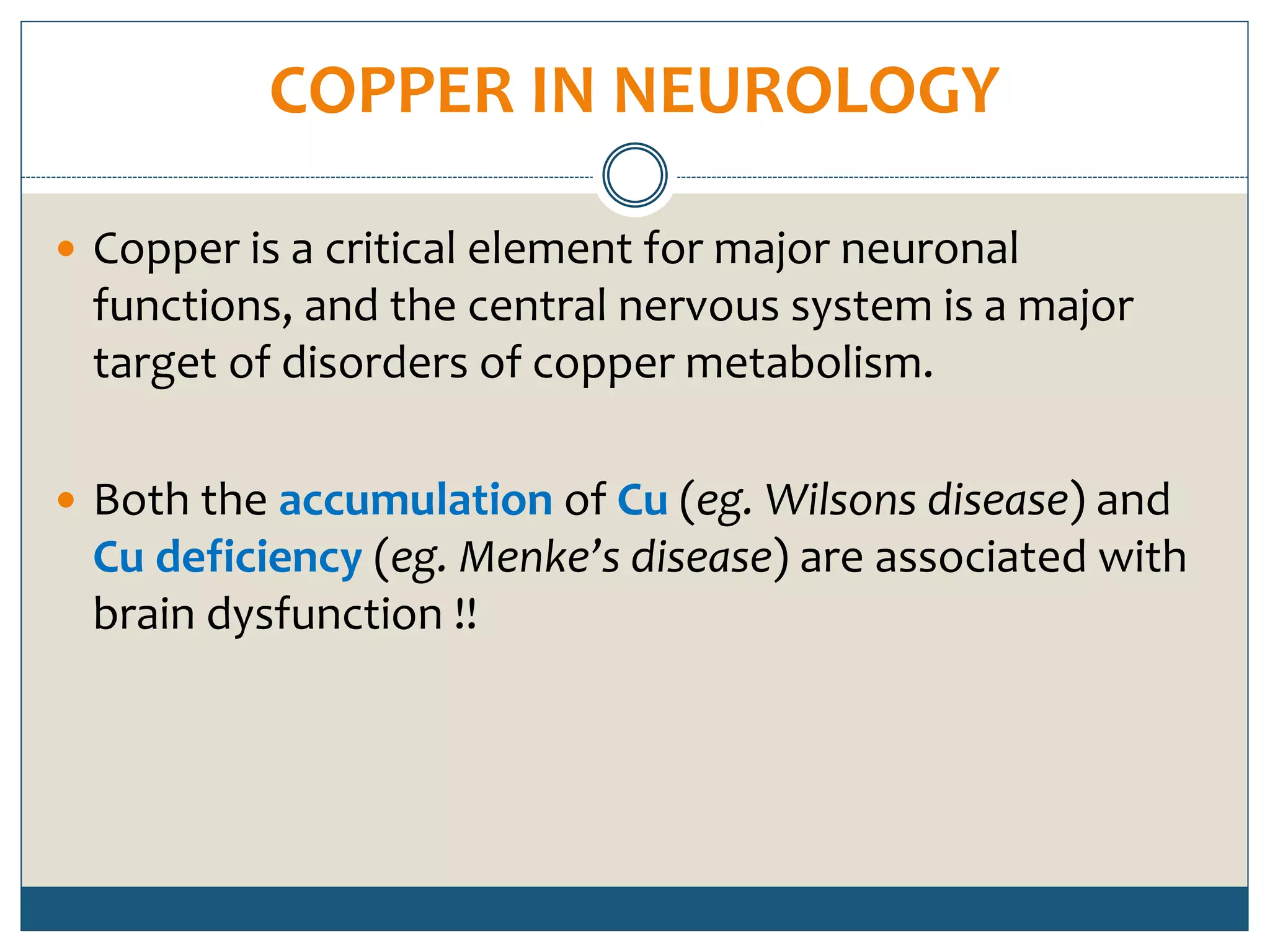 Copper in health and disease - Dr Srinivas Sankaranarayanan | PPTX