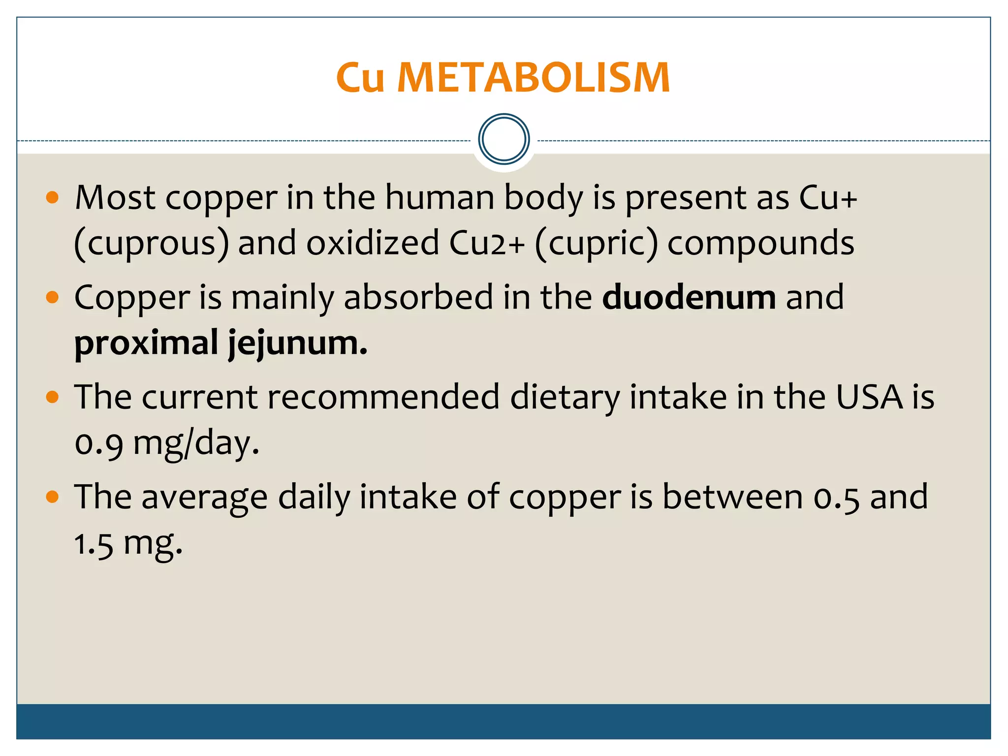 Copper in health and disease - Dr Srinivas Sankaranarayanan | PPTX