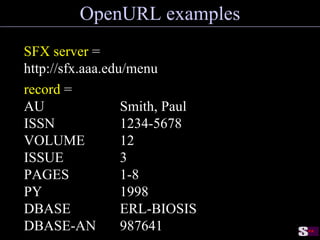 The SFX Framework for Context-Sensitive Reference Linking | PPT