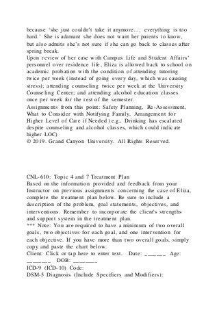 CNL-610 Eliza D Case Study Part Two Directions Throughou | PDF