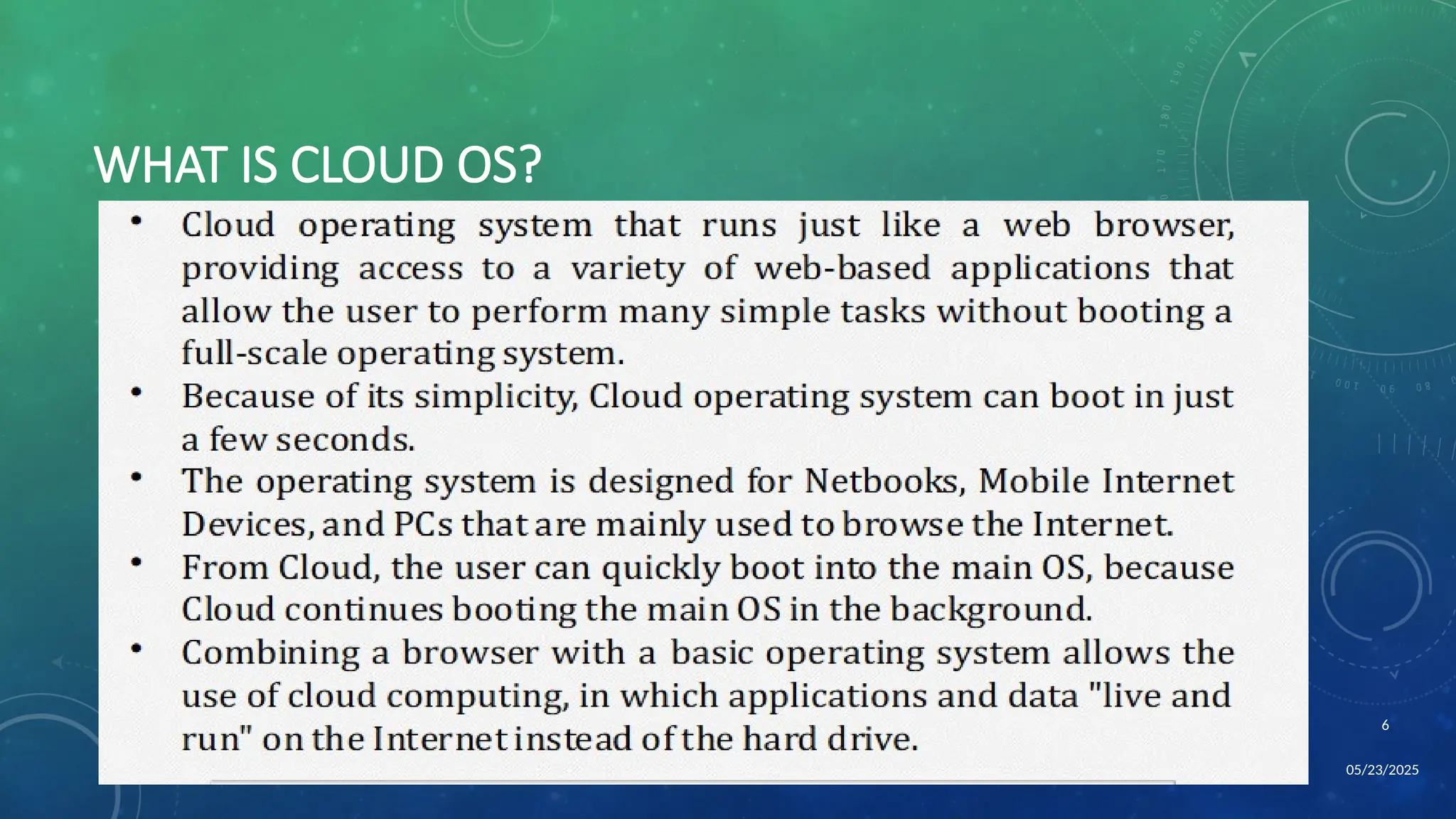 Cloud operating system, architecture and applications | PPTX
