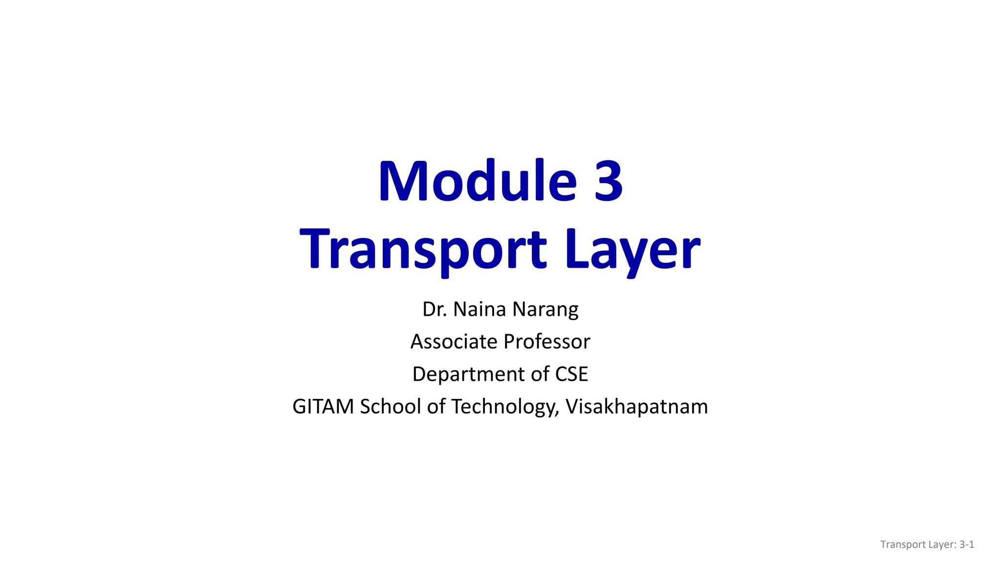 Computer networks Module 3 Transport layer | PPTX