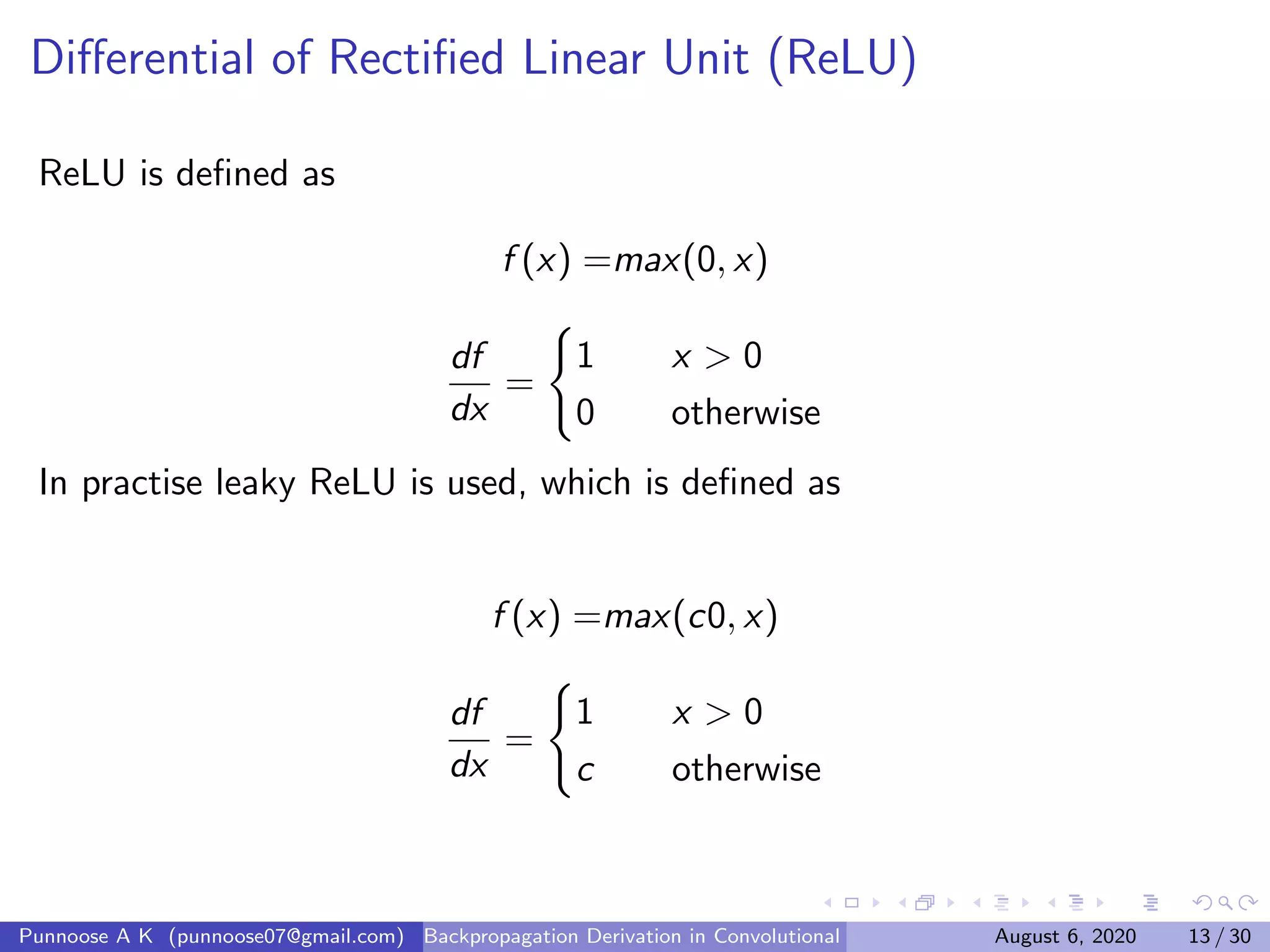 Convolutional Neural Network Backpropagation Derivation Ppt