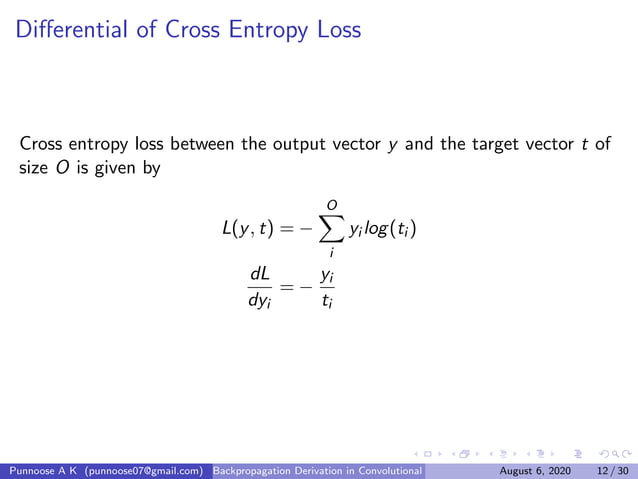 Convolutional Neural Network Backpropagation Derivation Ppt
