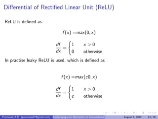 Convolutional neural network backpropagation derivation | PPT