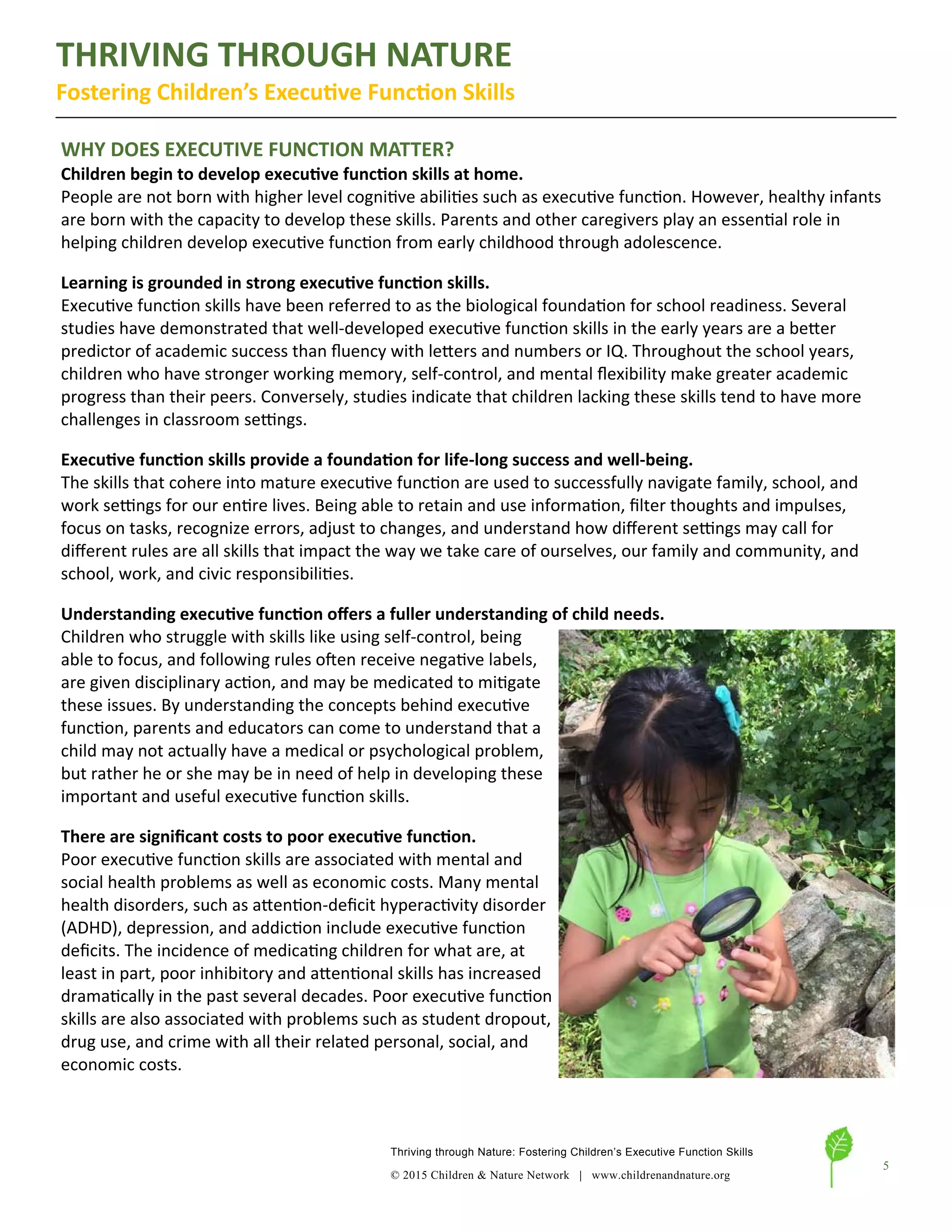 A great booklet to teach executive function skills through nature based ...