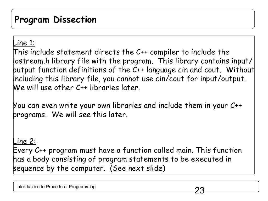 Introduction to Procedural Programming in C++ Introduction to Procedural Programming in C++