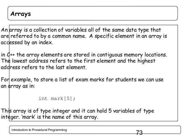 Introduction to Procedural Programming in C++