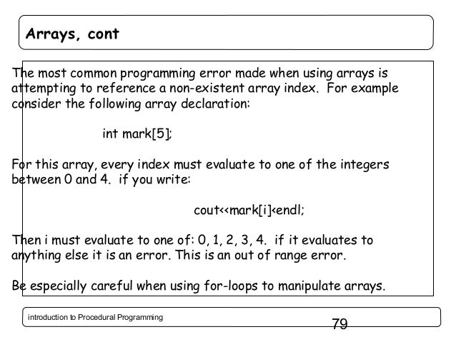 Introduction to Procedural Programming in C++