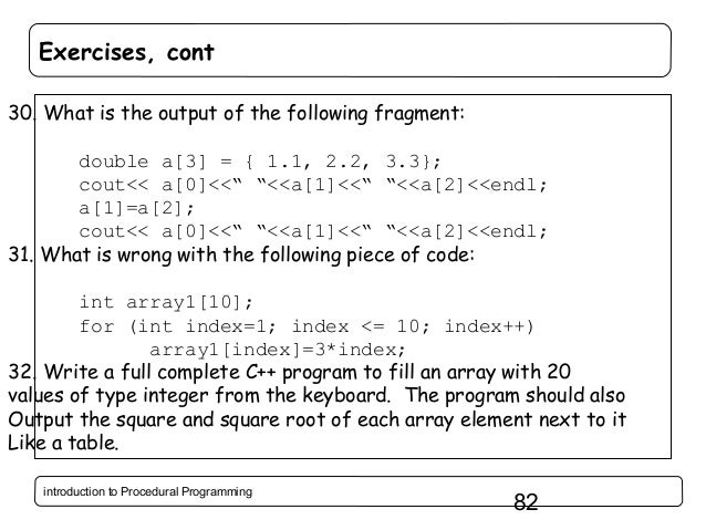 Introduction to Procedural Programming in C++