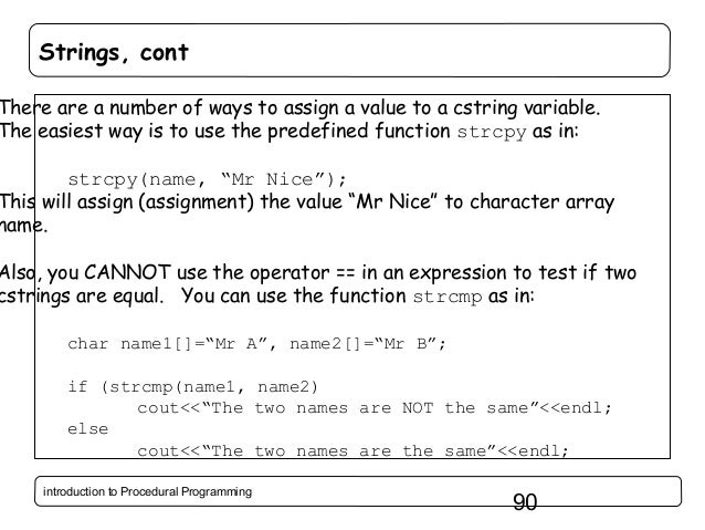 Introduction to Procedural Programming in C++