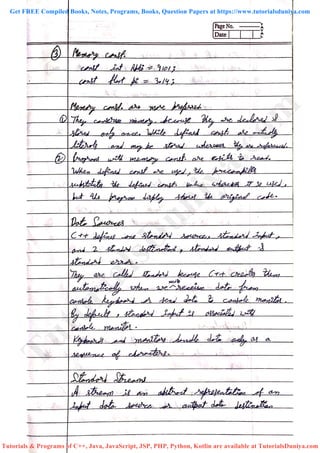 C++ notes tutorials duniya | PDF