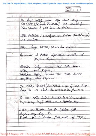 C++ notes tutorials duniya | PDF