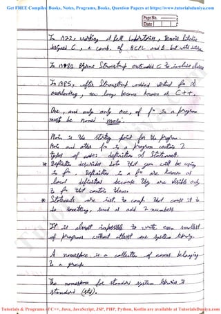 C++ notes tutorials duniya | PDF