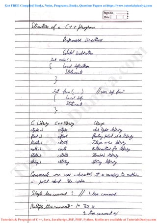 C++ notes tutorials duniya | PDF